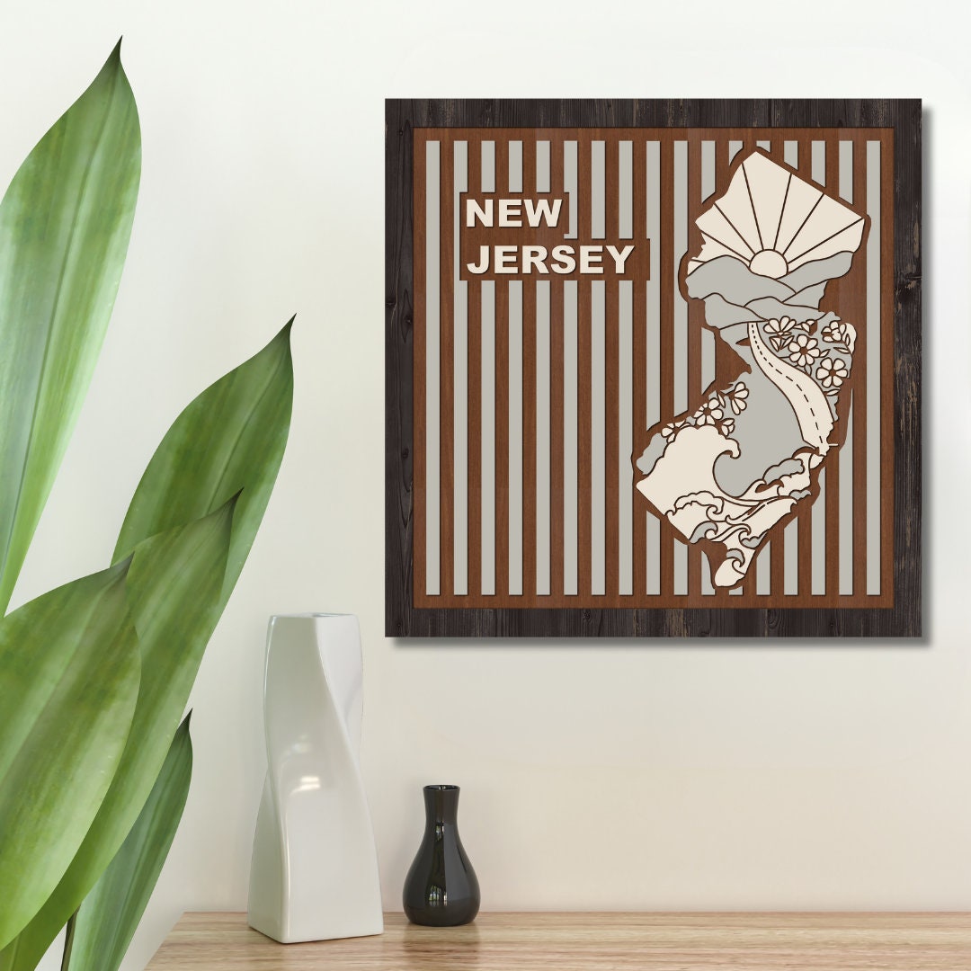 Handmade New Jersey State Wall Art - Rustic Wooden NJ Decor, Unique ...