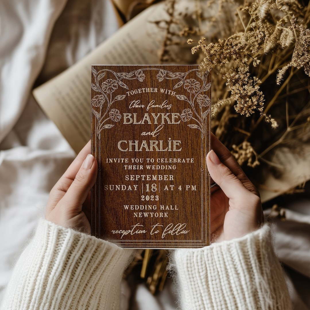 Terracotta Wood Wedding Invitations | Personalized Wooden Wedding ...