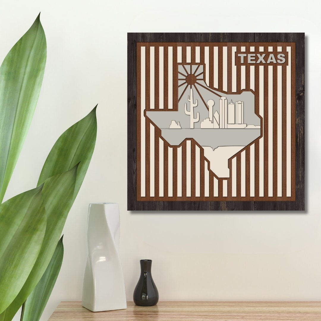 Texas Wooden State Map Wall Art Modern Handmade Decor for Home - Etsy