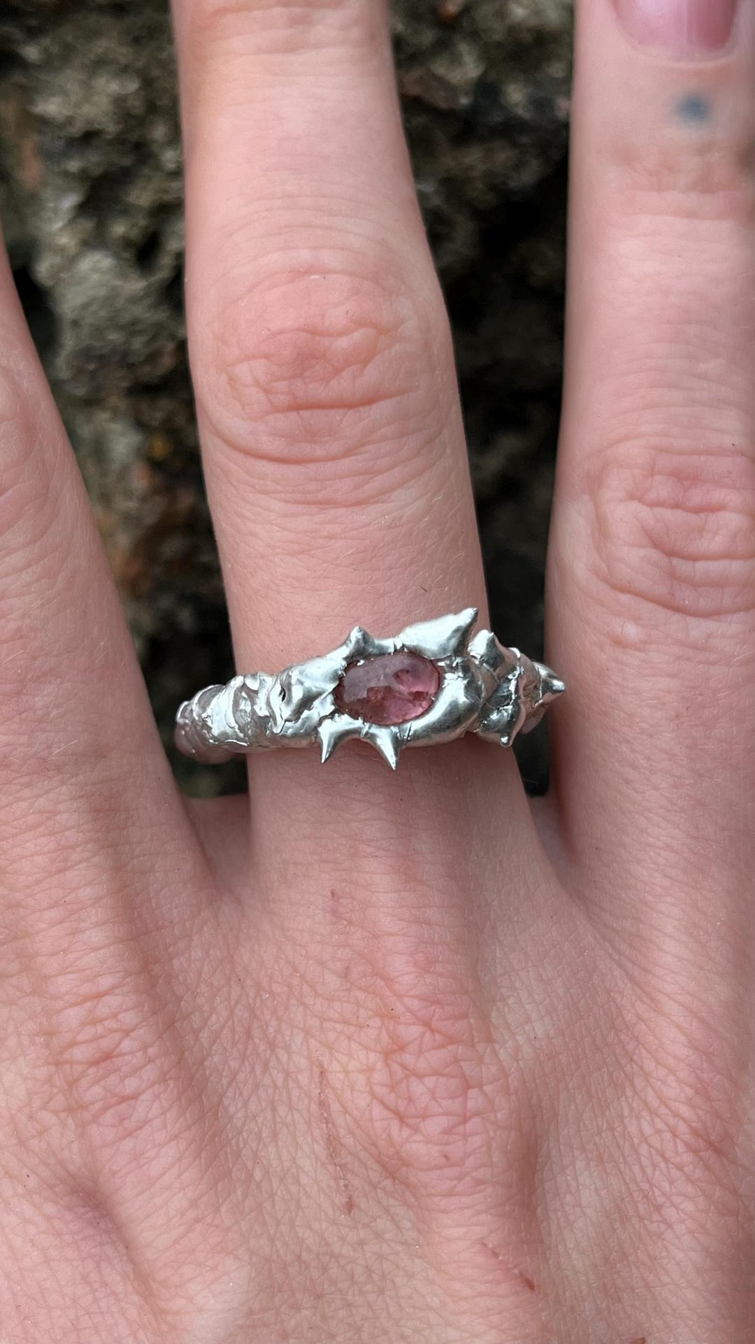 Spiky Pink Tourmaline Delicate Point Ring, Soft Soldered Alternative ...