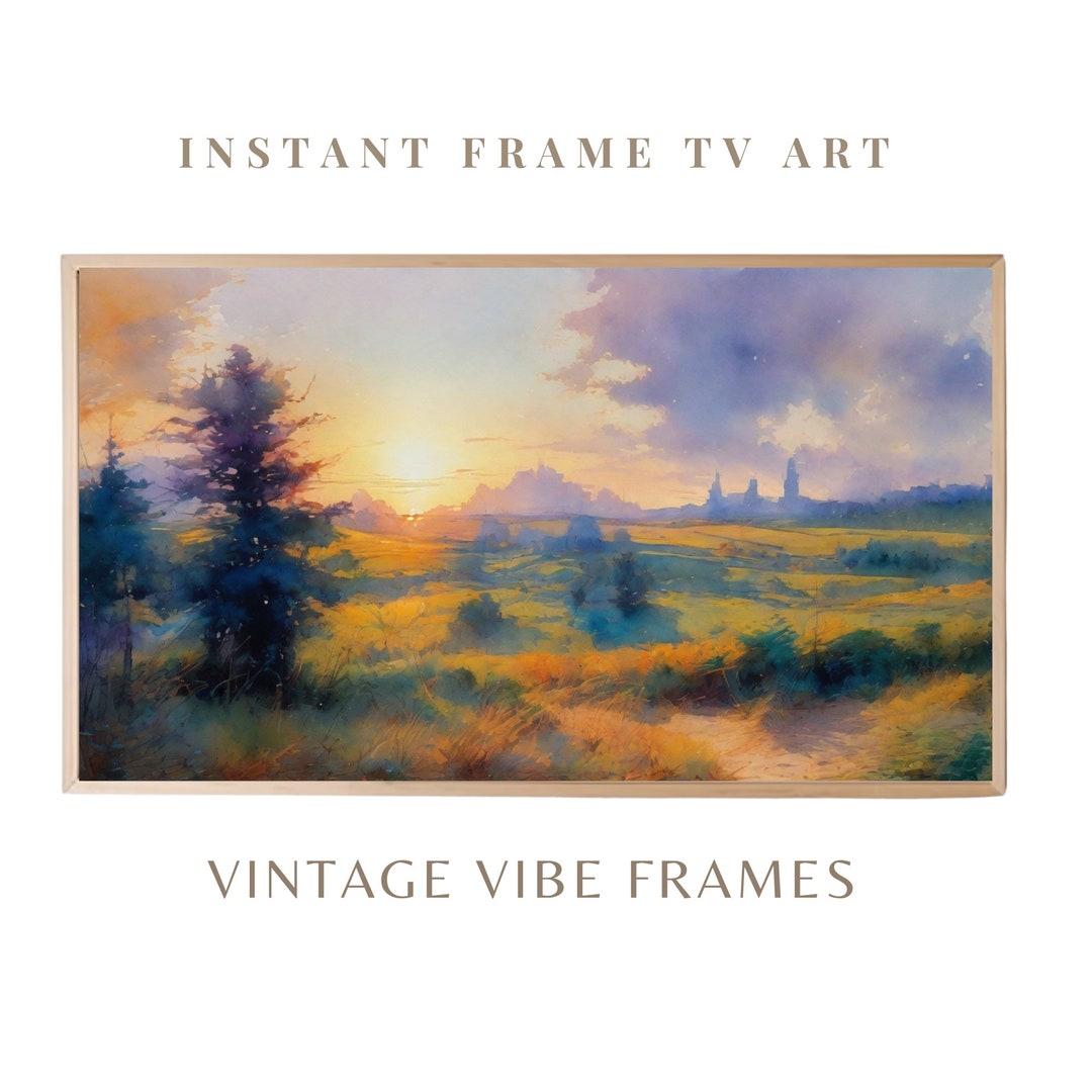 Golden Horizon Frame TV Art Majestic Sunset Watercolor Digital Download ...