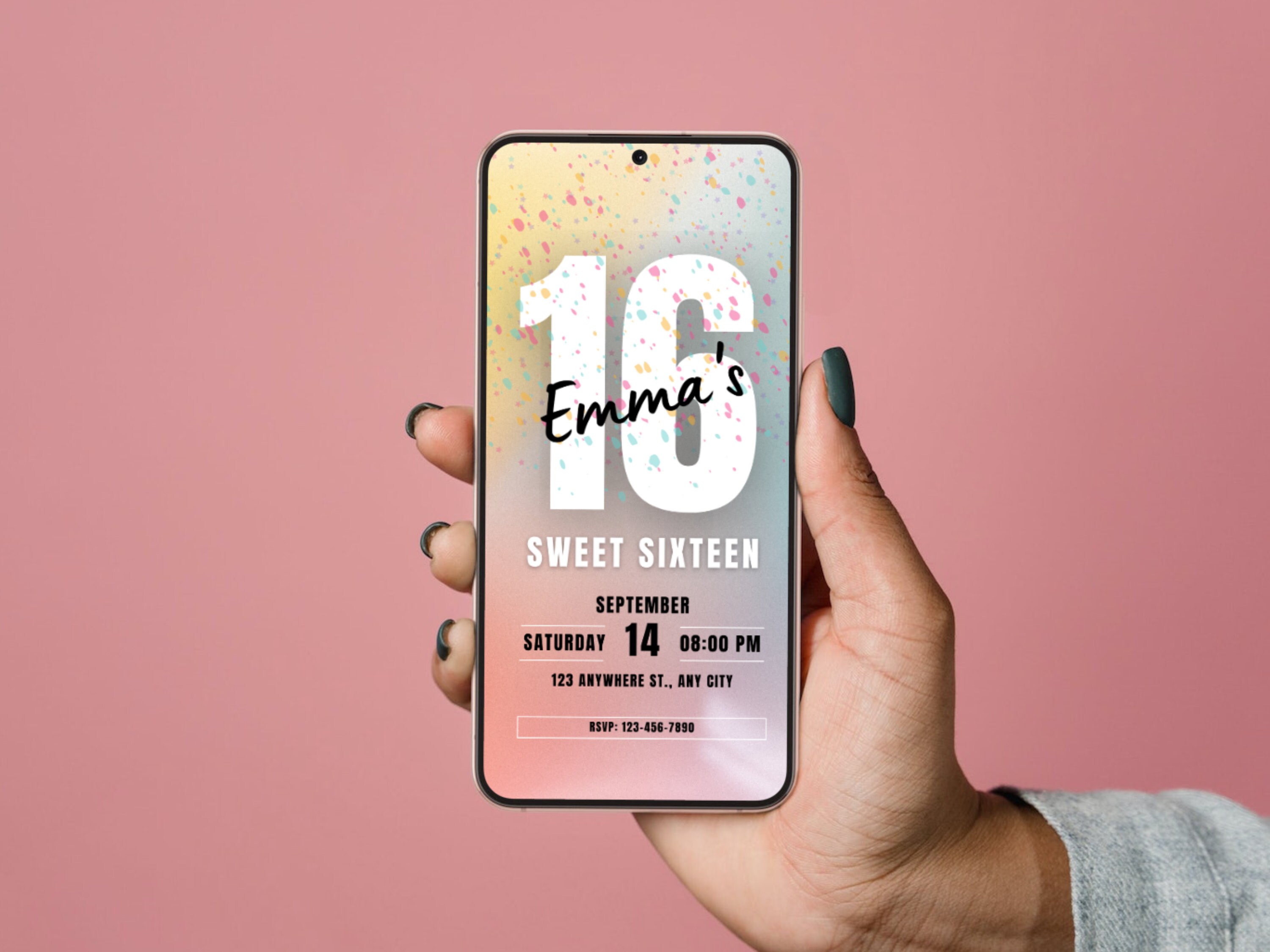 Editable Sweet 16 Digital Invitation Template, Customizable Birthday ...