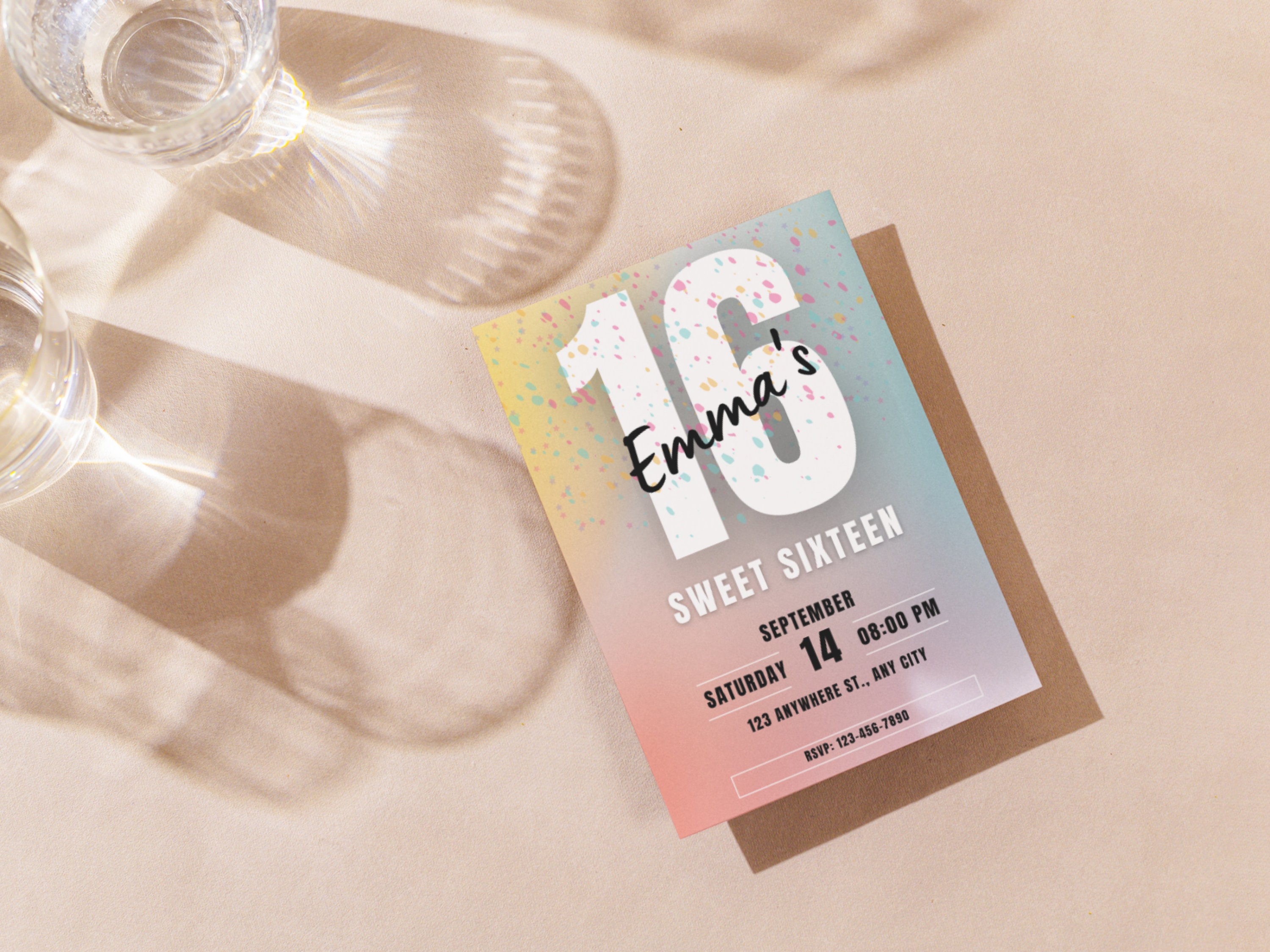 Editable Sweet 16 Digital Invitation Template, Customizable Birthday ...