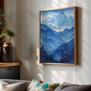 Himalayan Alpine Valley Painting, Mountain Landscape Art, Nature Wall ...