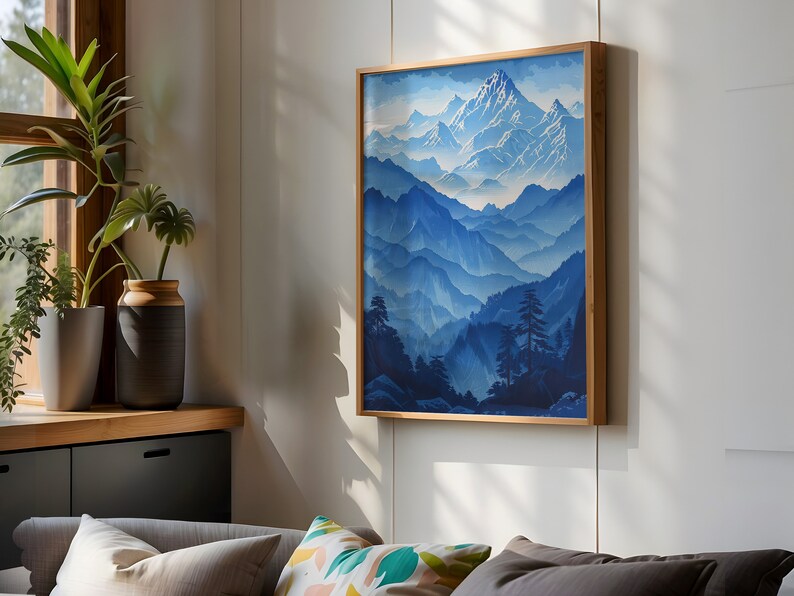 Himalayan Alpine Valley Painting, Mountain Landscape Art, Nature Wall ...