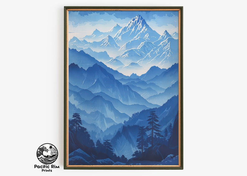 Himalayan Alpine Valley Painting, Mountain Landscape Art, Nature Wall ...