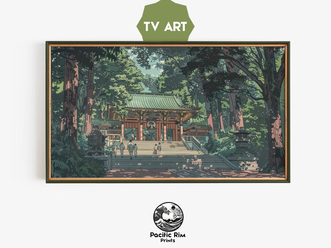 Forest Temple Painting, Rustic Wall Decor, Handmade Nature Art, Cabin ...