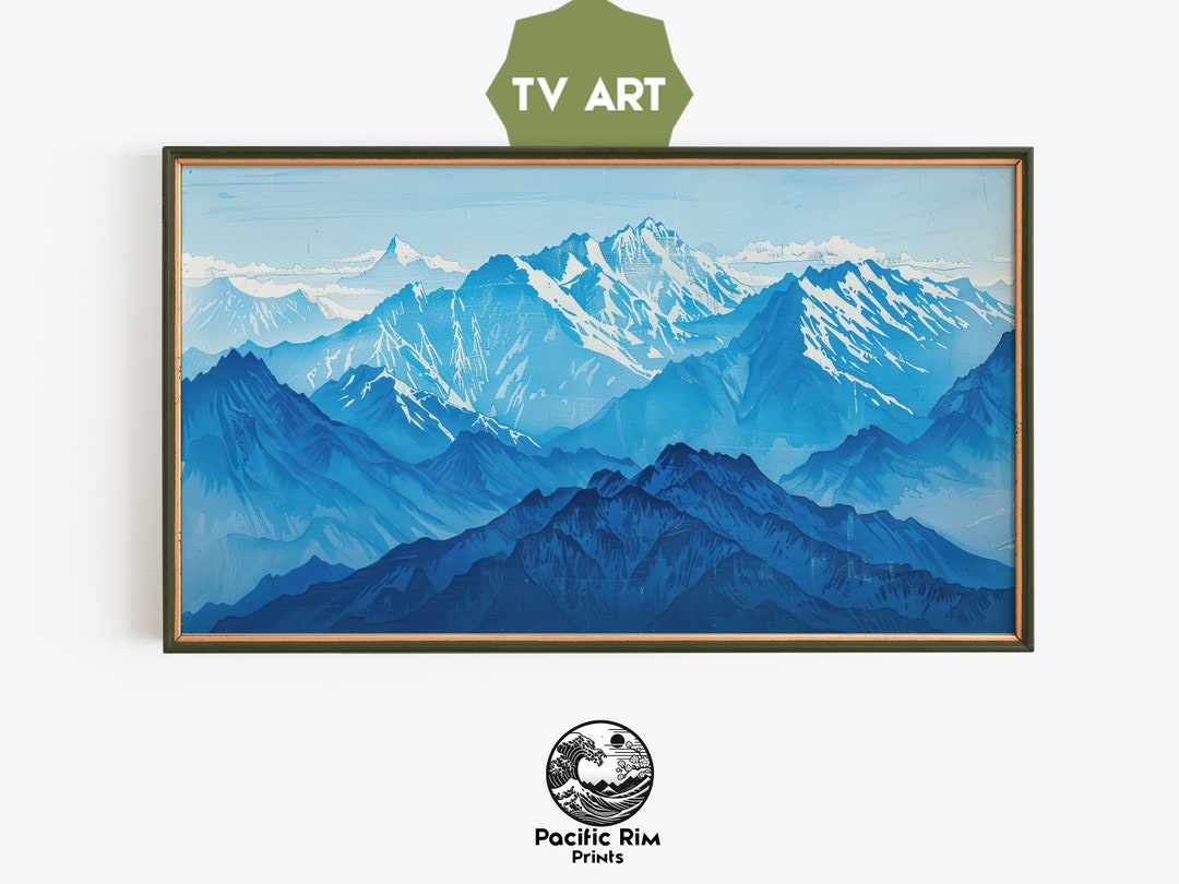 Vintage Himalayas Painting, Mountain Art, Home Decor, Nature Wall Art ...