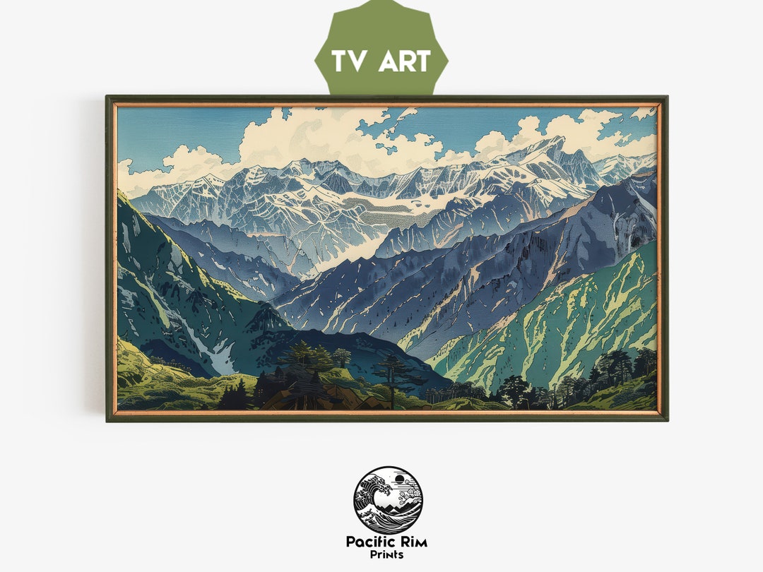 Himalayas Art, Retro Wall Decor, Mountain Landscape Painting, Gift Idea ...