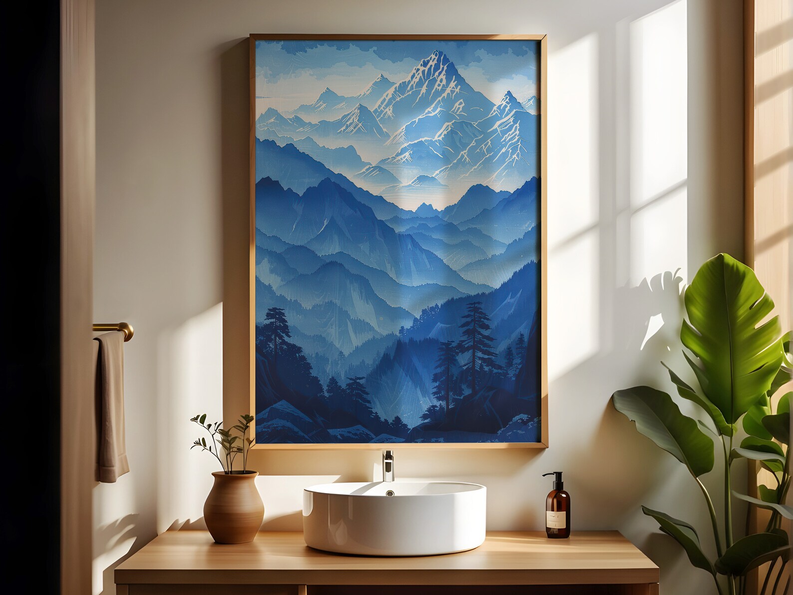 Himalayan Alpine Valley Painting, Mountain Landscape Art, Nature Wall ...