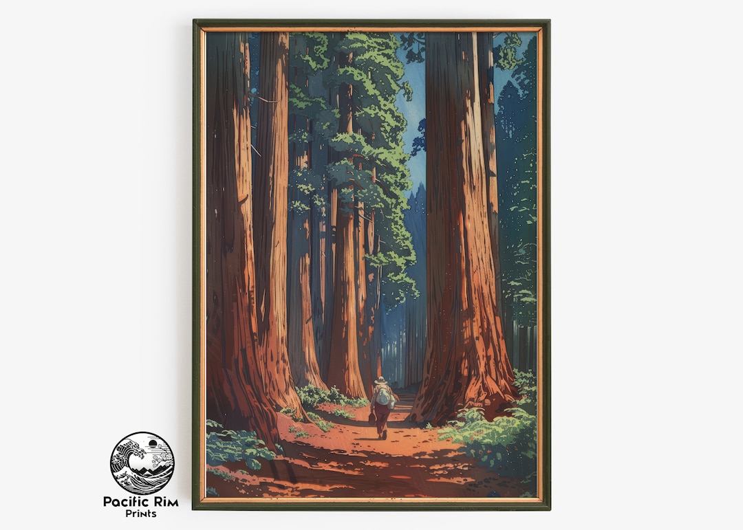 Vintage Redwood Trees Print, Nature Lover Gift, Japan Landscape Decor ...