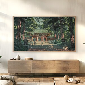 Forest Temple Painting, Rustic Wall Decor, Handmade Nature Art, Cabin ...