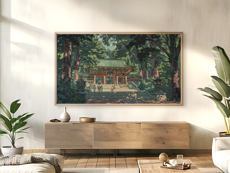 Forest Temple Painting, Rustic Wall Decor, Handmade Nature Art, Cabin ...