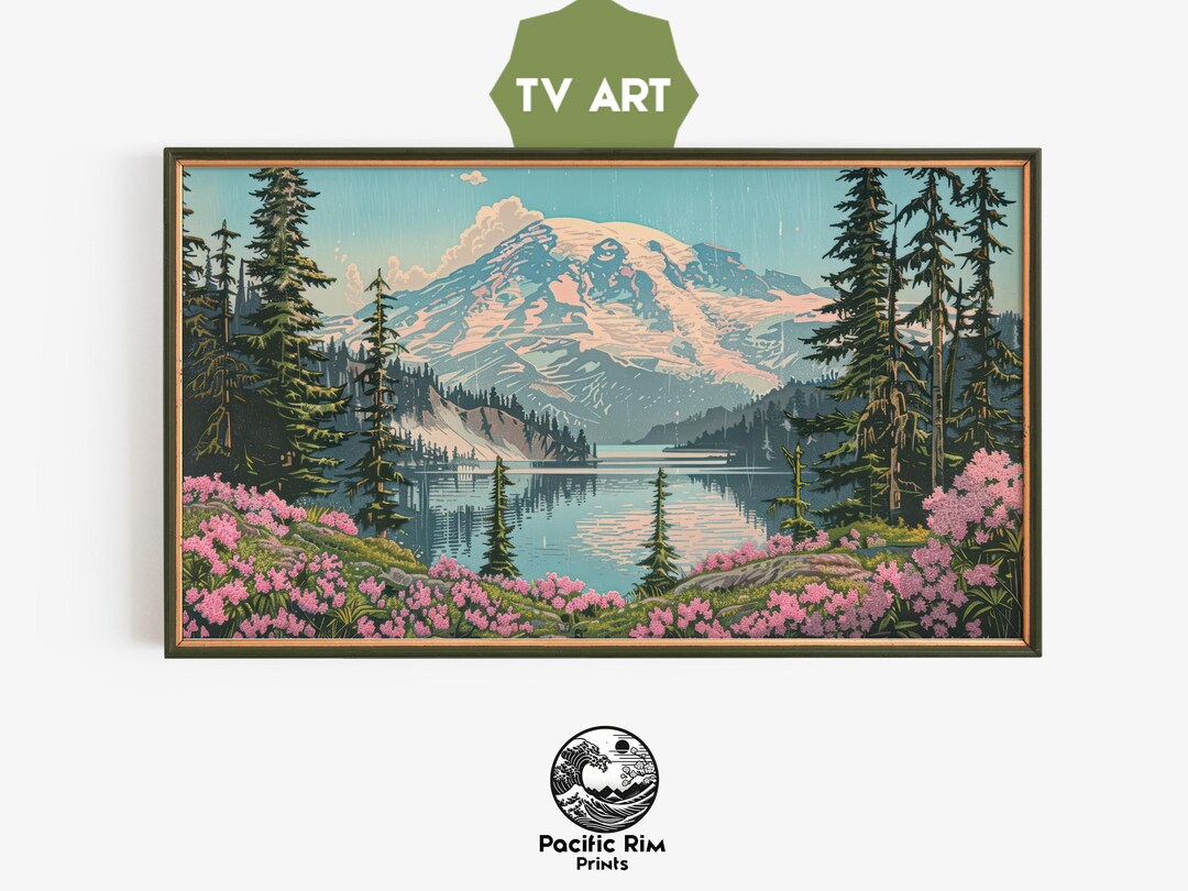 Mt. Rainier Acrylic Painting, Mountain Home Decor, Pacific Northwest ...
