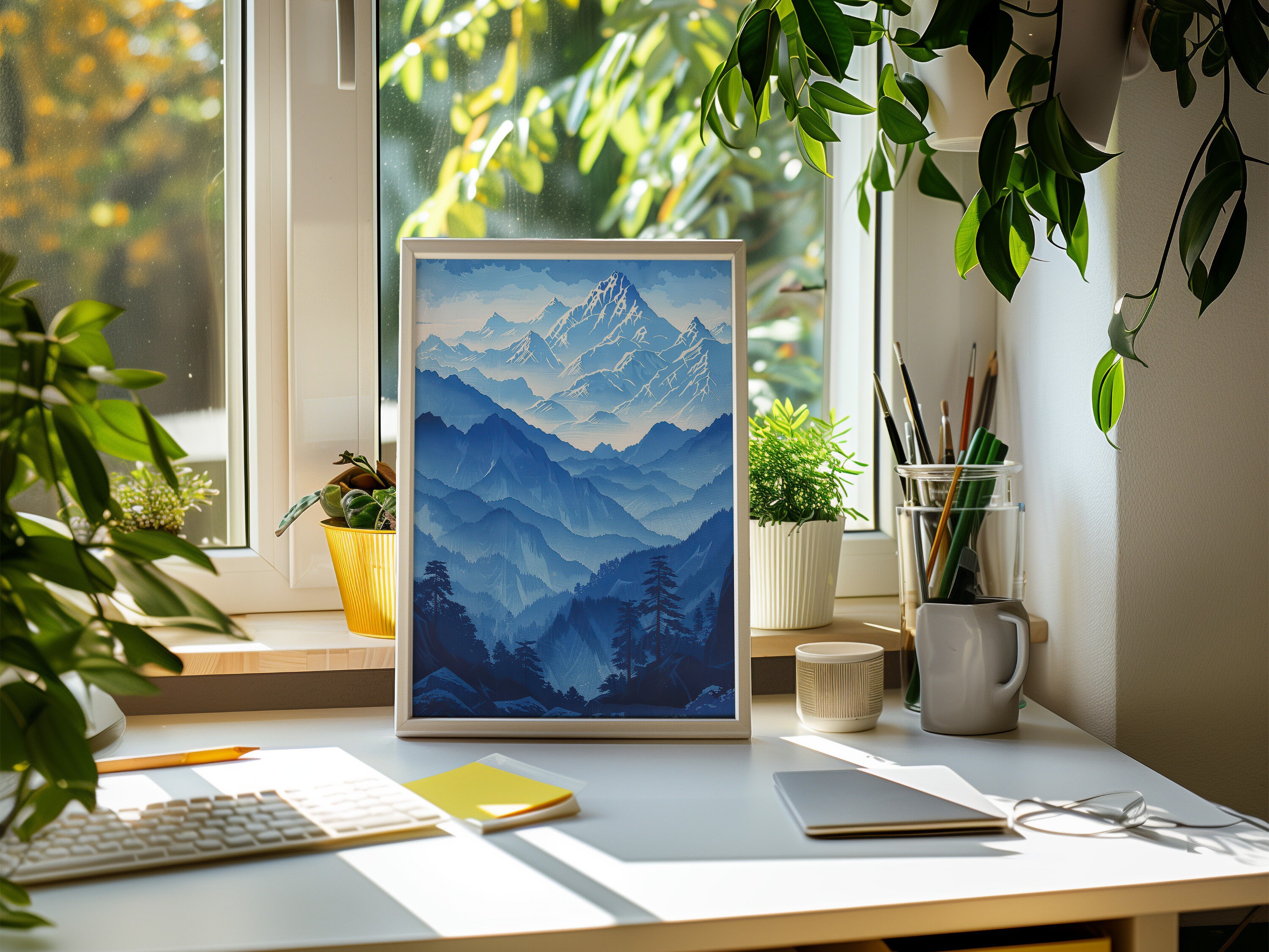 Himalayan Alpine Valley Painting, Mountain Landscape Art, Nature Wall ...