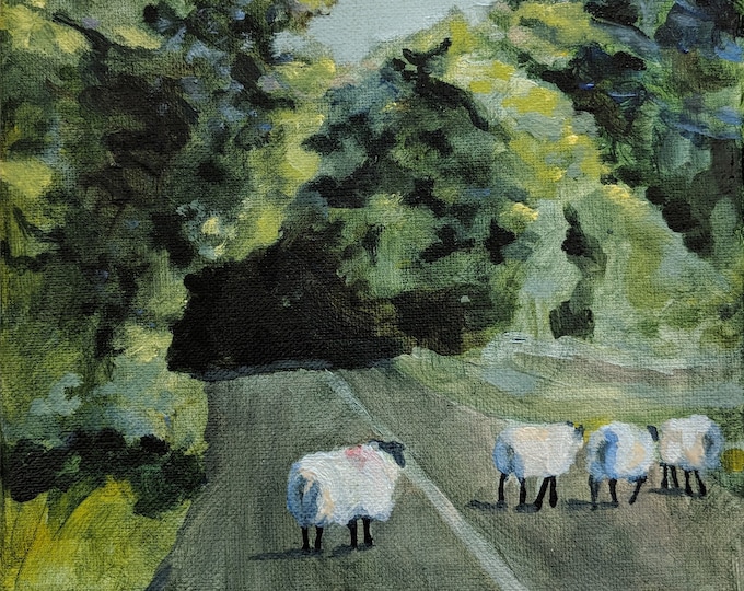 Irish Sheep Art Print of Original Oil Painting 8.5x11 Inches Landscape ...