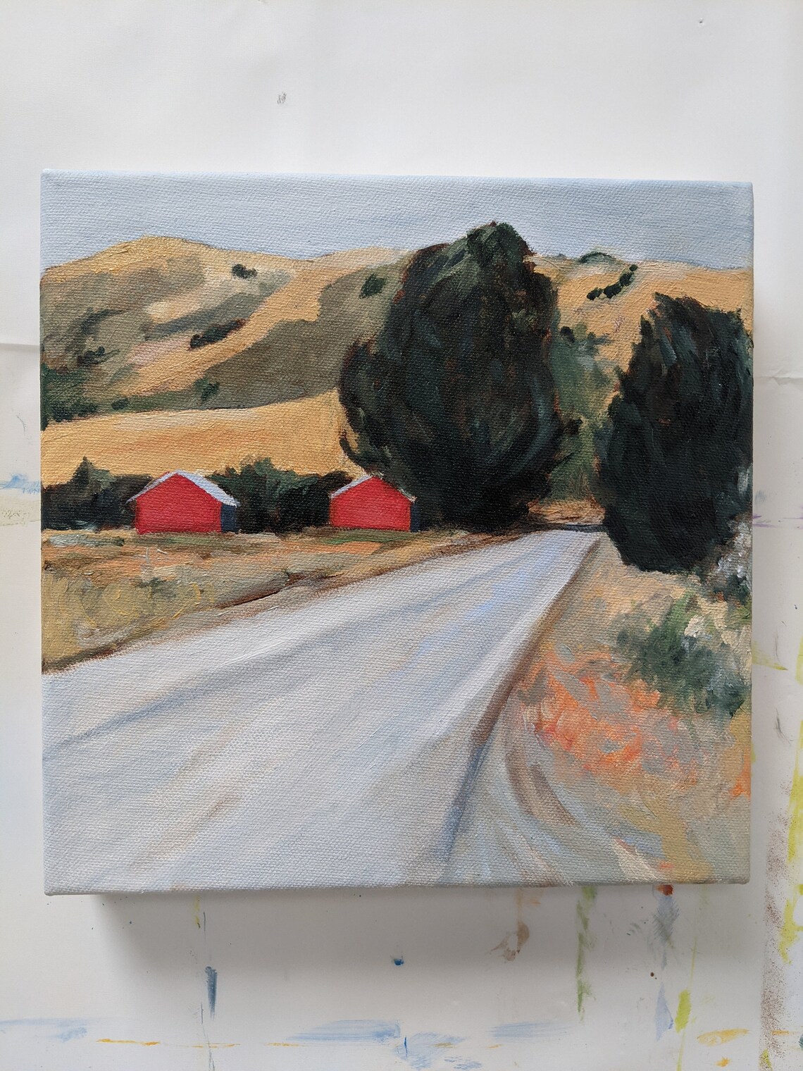 Original California Landscape Oil Painting - Two Barns - Etsy