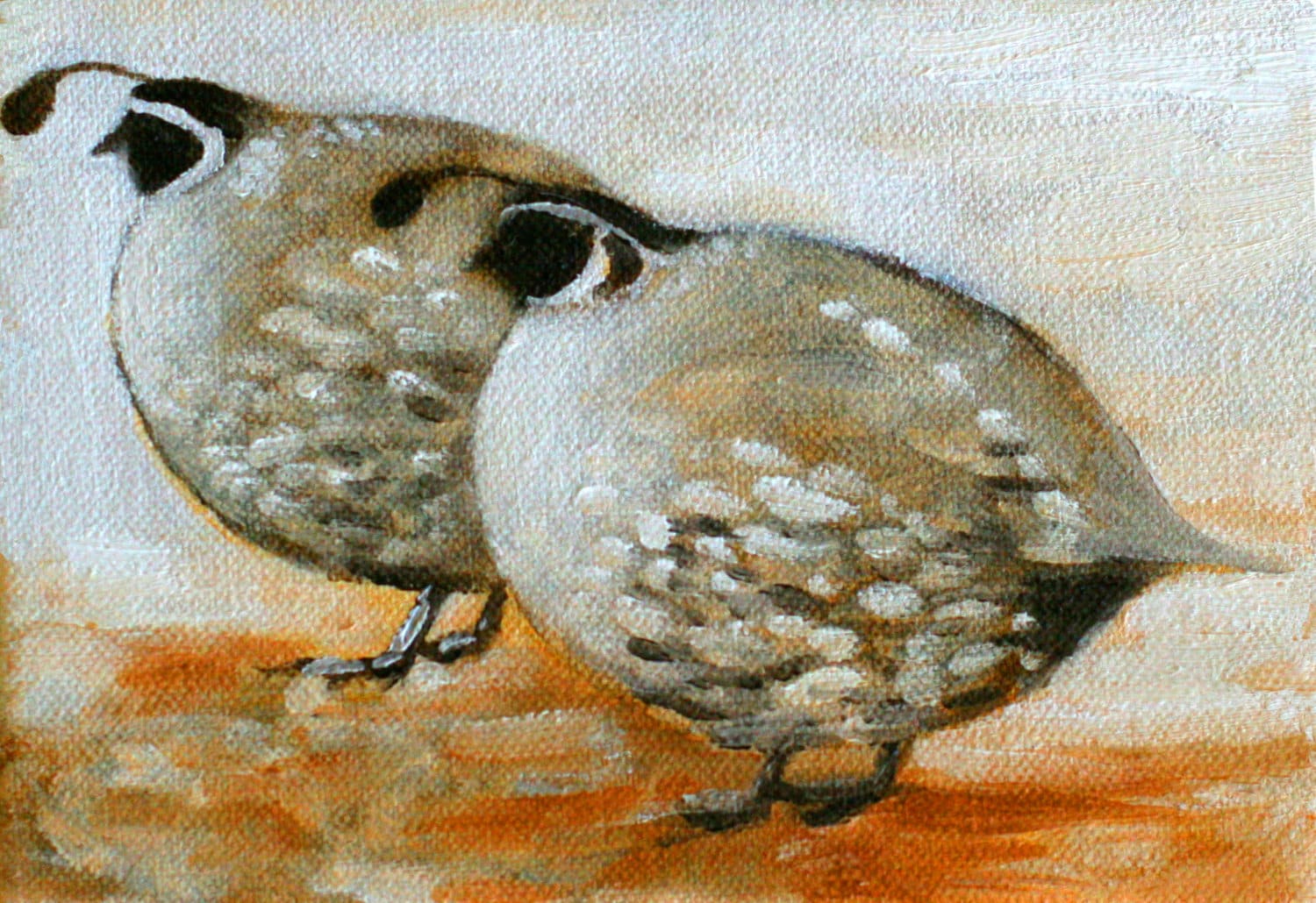Quail Art Print two quail painting | Etsy