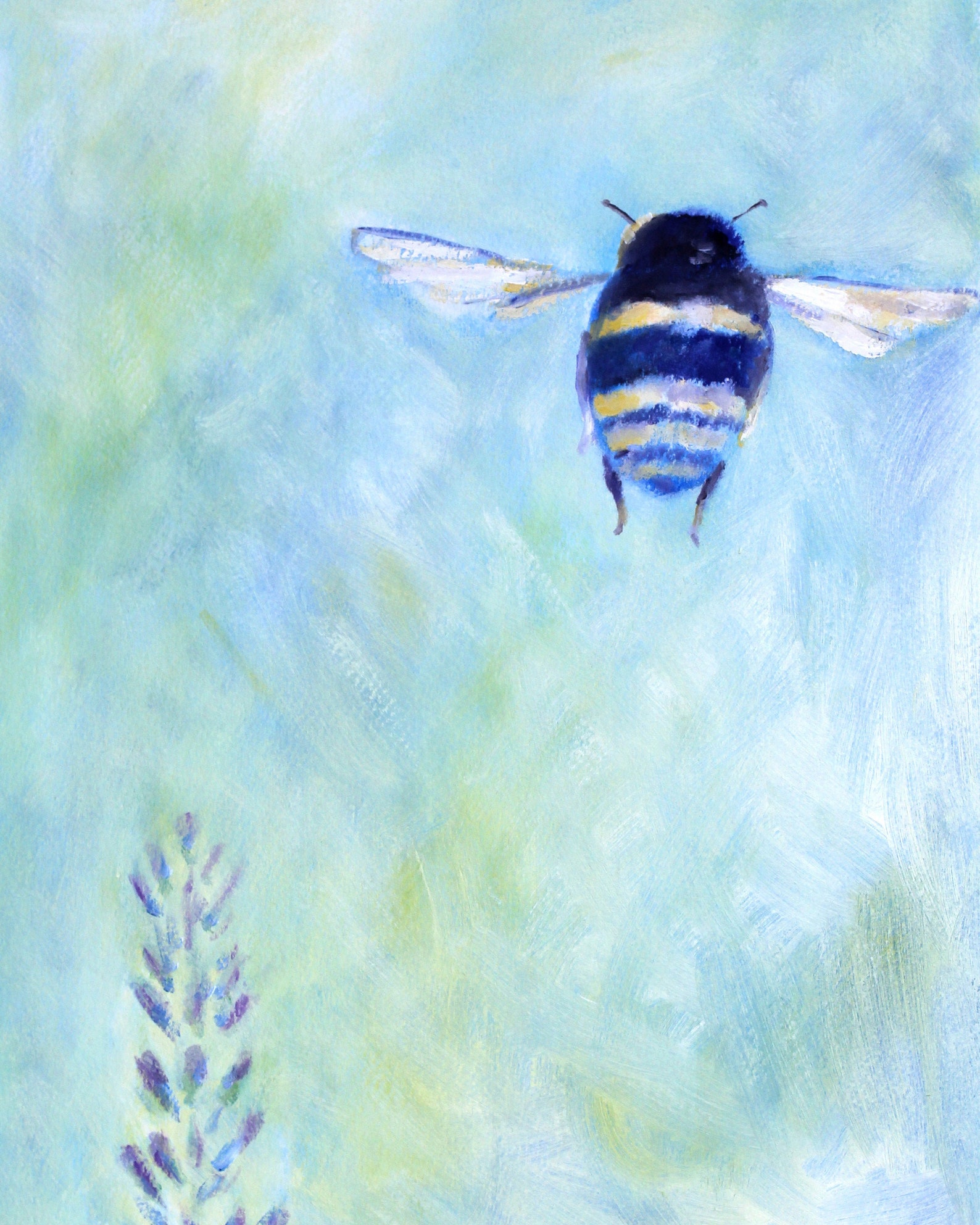 Blue Bee Painting Digital Download of Original Oil Painting Kids Room ...