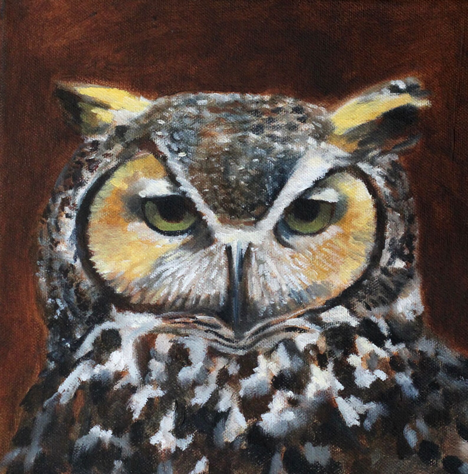Owl Painting Print of Original Owl Painting Great Horned Owl - Etsy