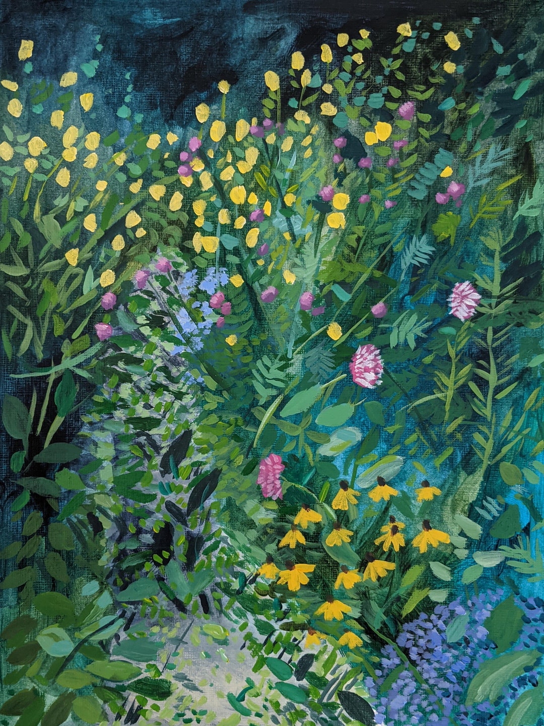 Clover Botanical Print of Original Painting in Acrylic Clover, Grasses ...