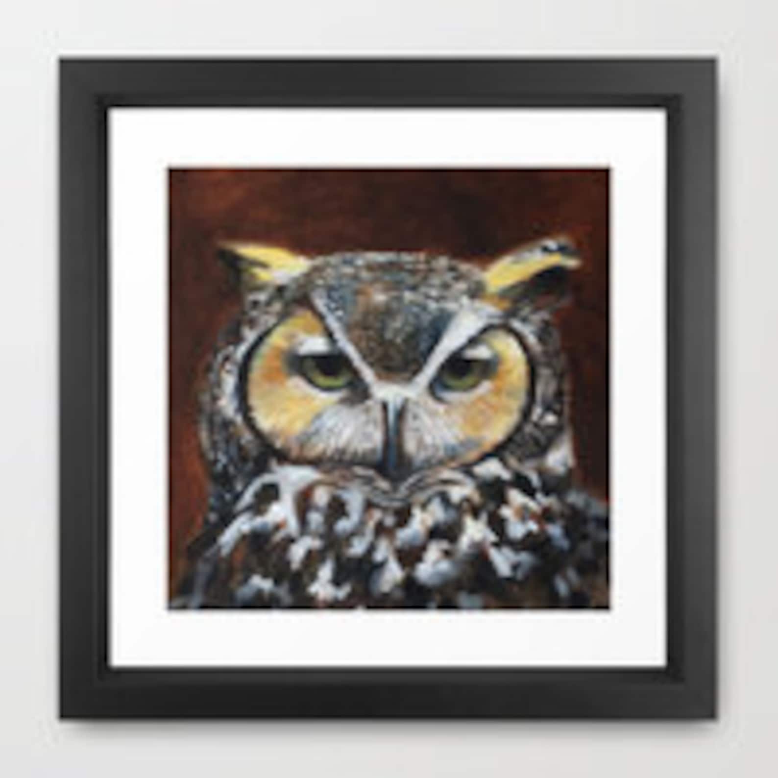 Owl painting print of original owl painting Great Horned Owl | Etsy