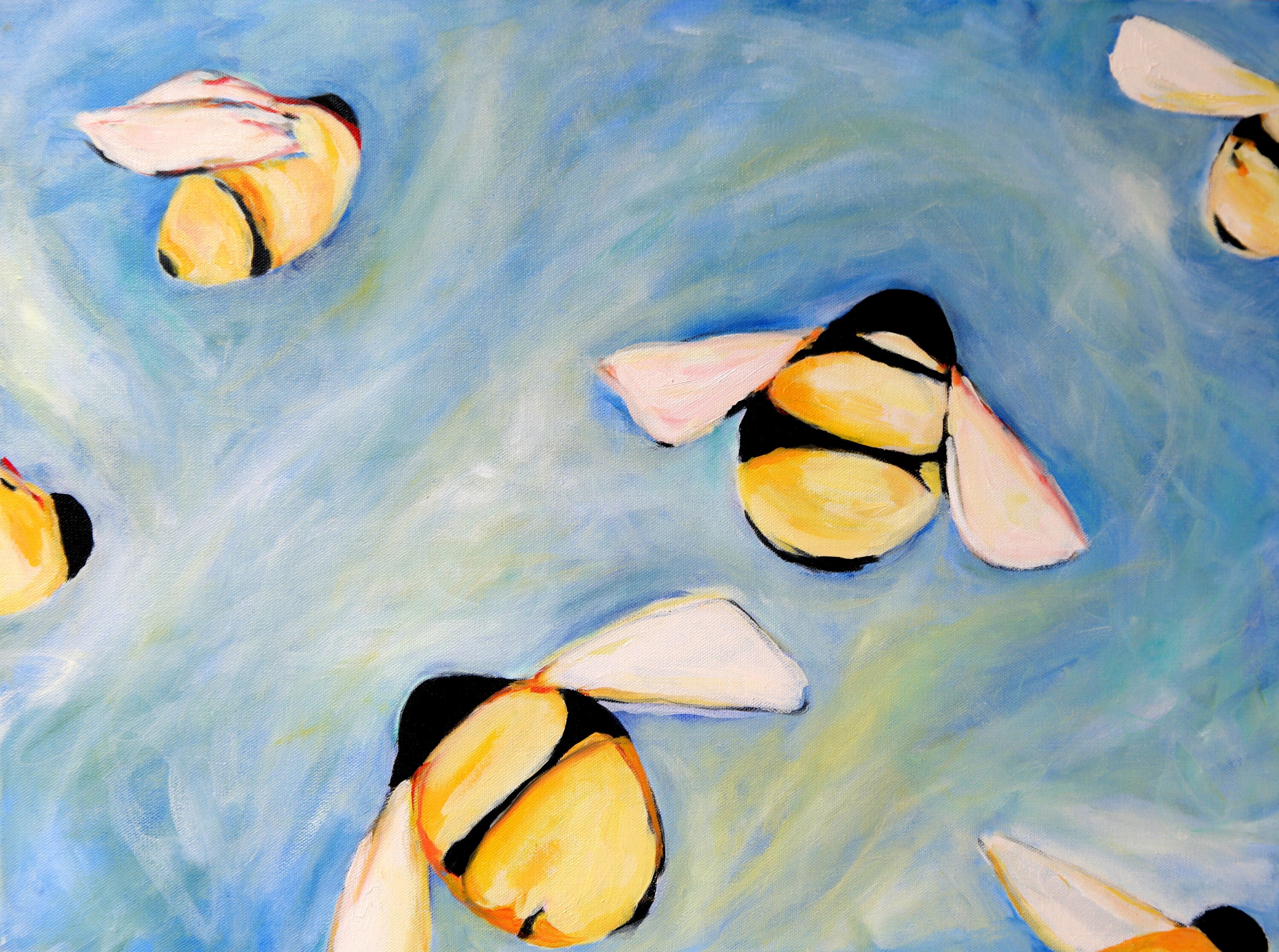 April Bees Painting Instant Download of Original Oil Painting - Bee Art ...