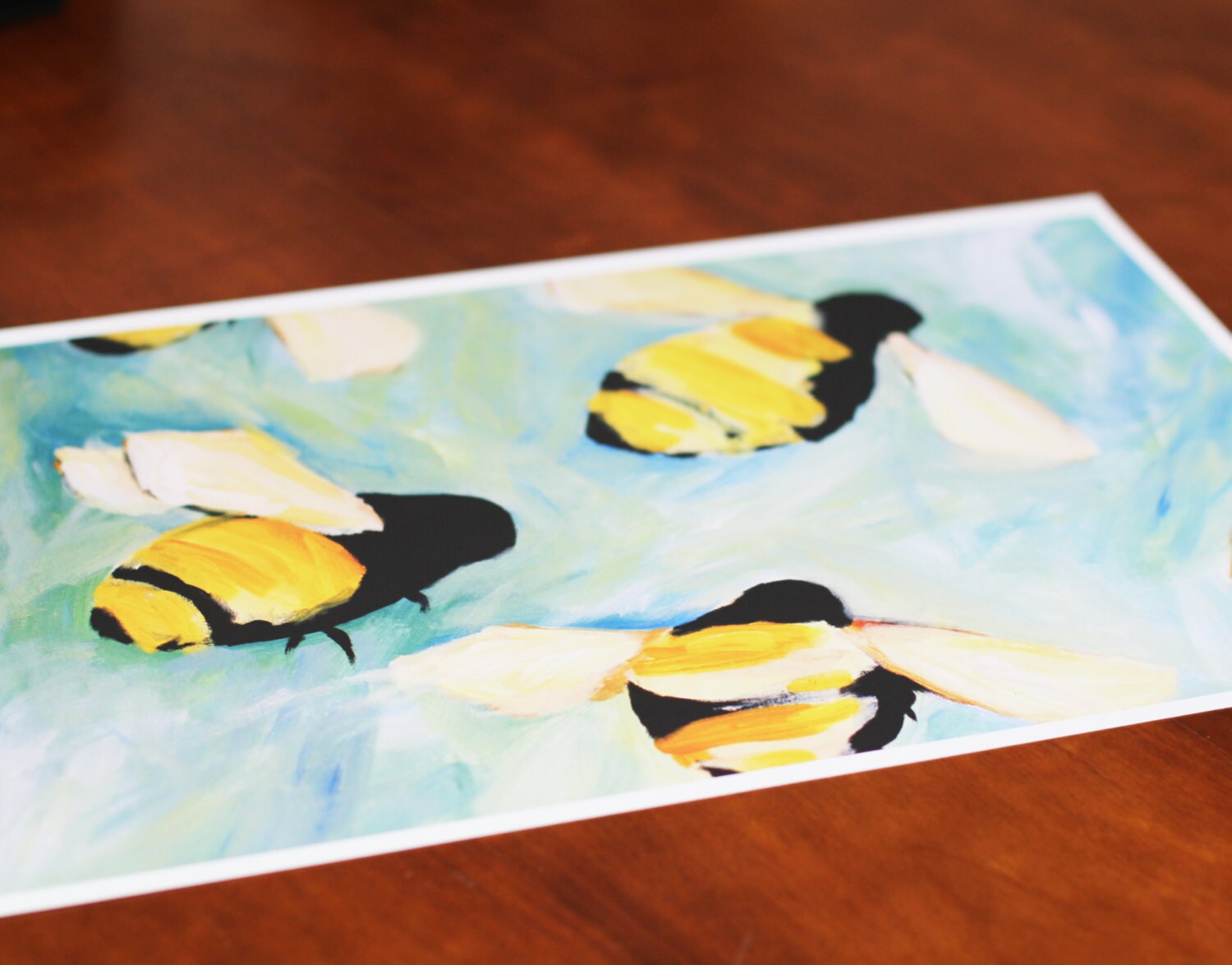 Abejas feliz arte impresión de pintura al óleo original 5x7 | Etsy