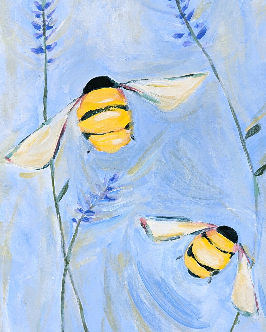 June Bees Bee Art Print of Original Painting by Claire Whitehead - Etsy