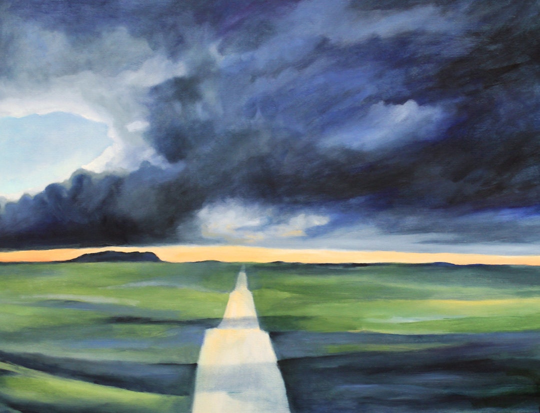 Storm Window Dramatic Modern Cloud Landscape Oil Painting Archival ...