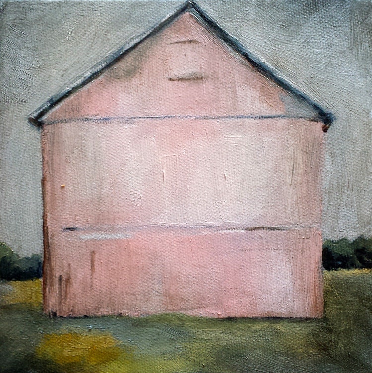 Barn Art Print 16x16 inches Barn Art Pink Barn Archival Print | Etsy