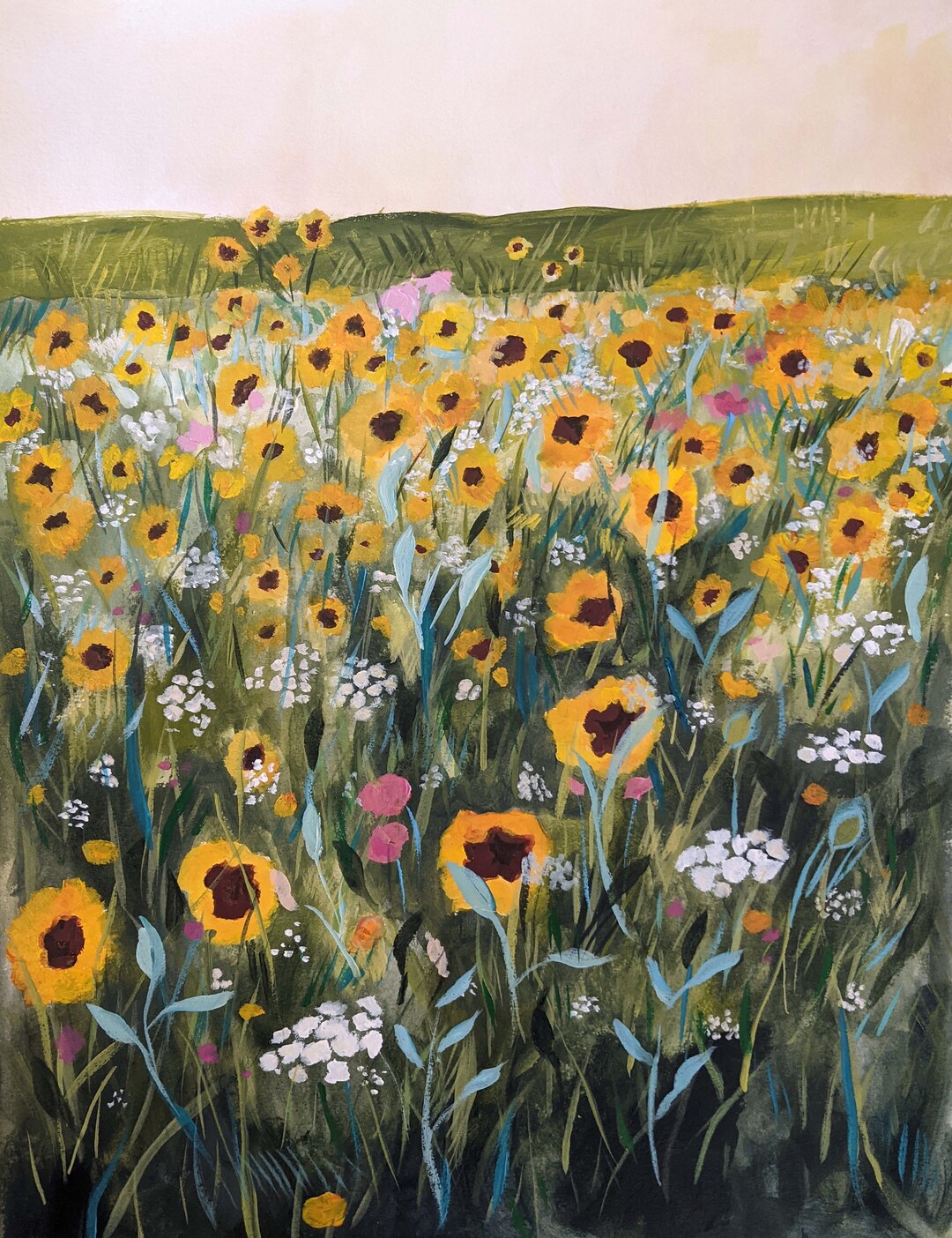 Flower Field Original Painting by Claire Whitehead - Etsy