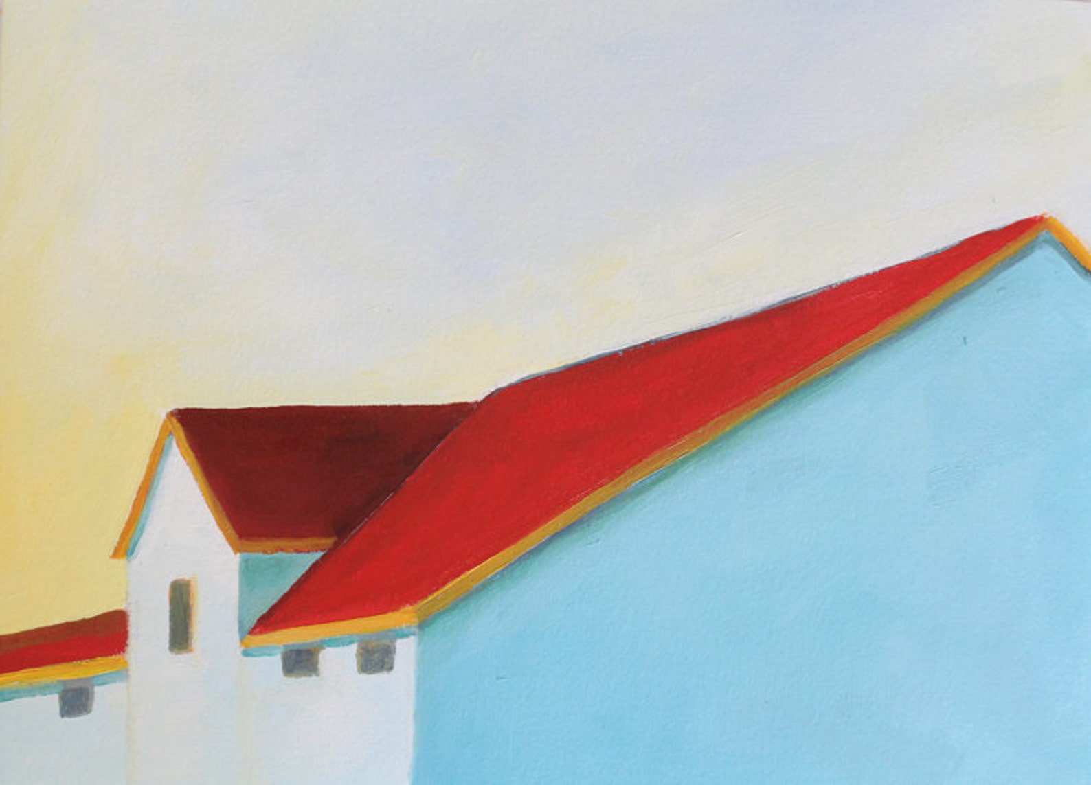 House With Red Roof Art Print Reproduction of Original Oil - Etsy