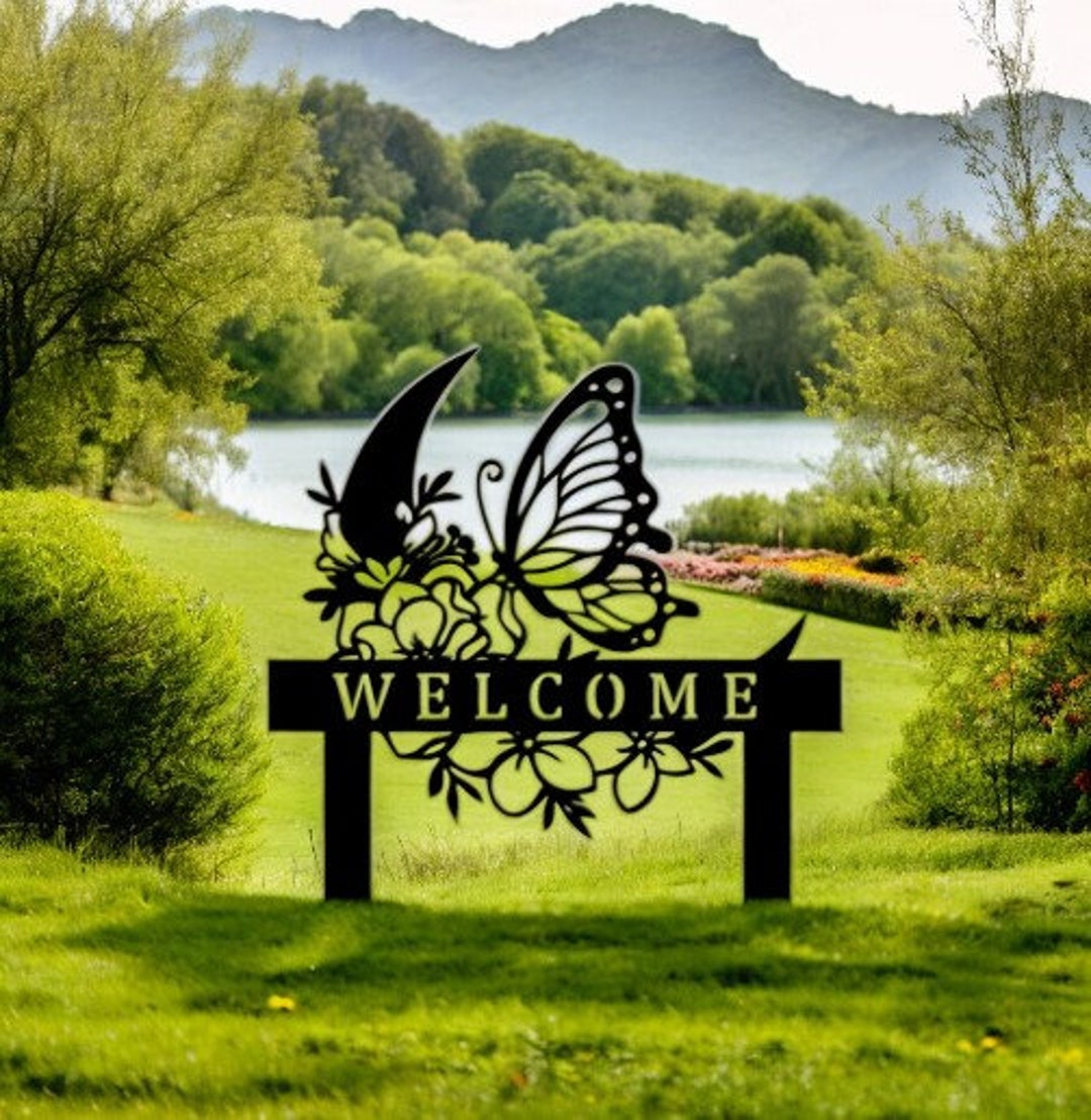 Custom Butterfly Metal Garden Decor, Bird With Stakes Garden Sign ...