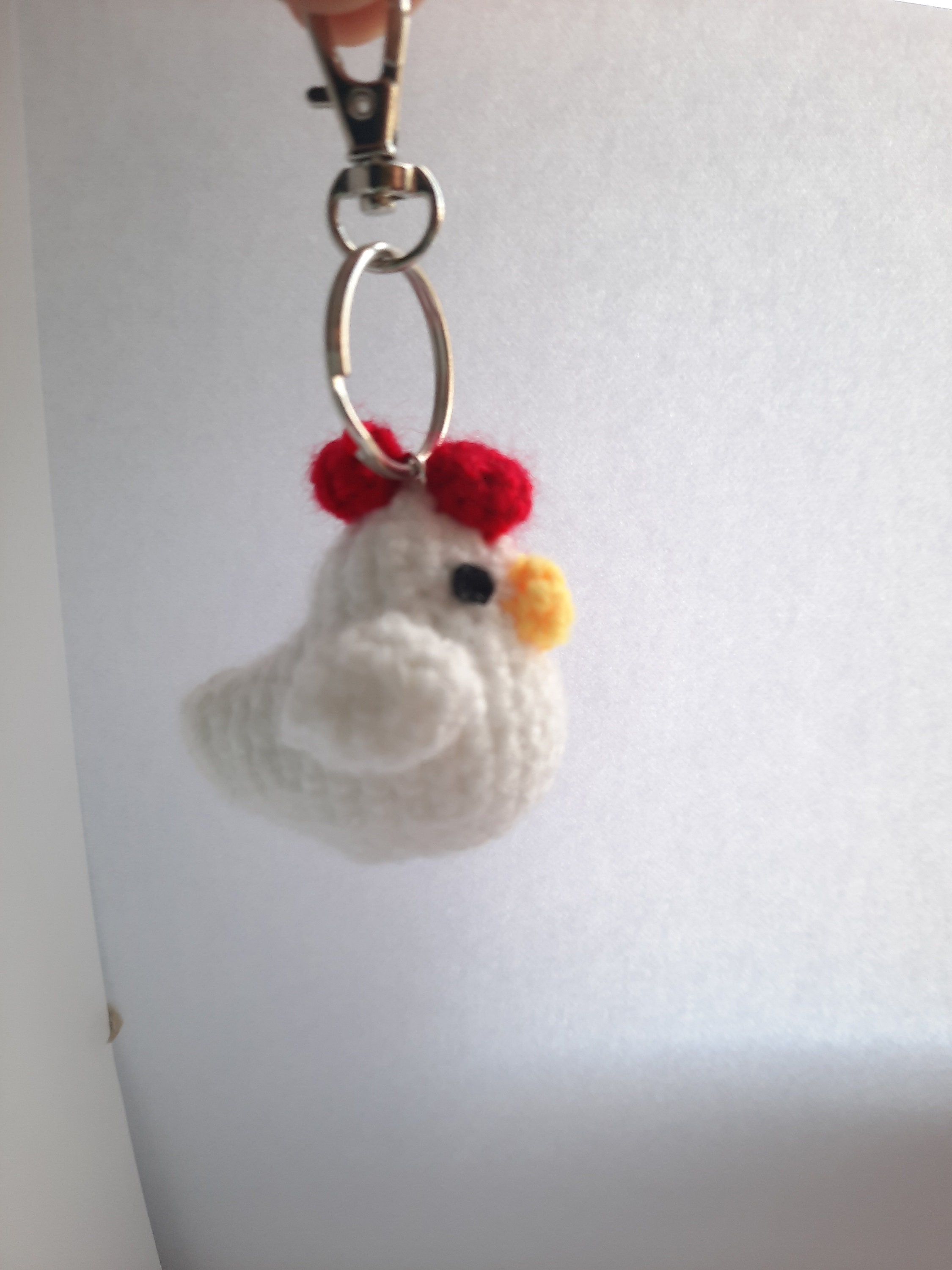 Handmade Crochet Chicken Keychain - Etsy UK