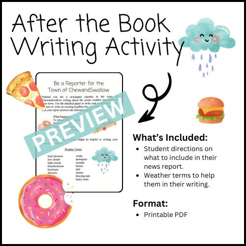 Cloudy With A Chance of Meatballs by Judi Barrett: Book Companion - Etsy