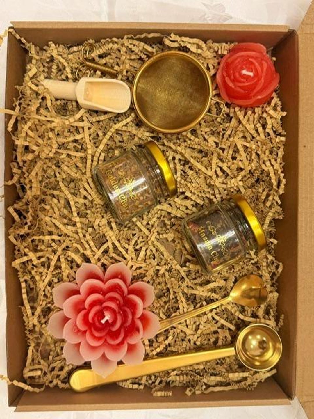 The Mini Chai Treat Box: Two Chai Jars, Gold Teaware & Handmade Candle ...