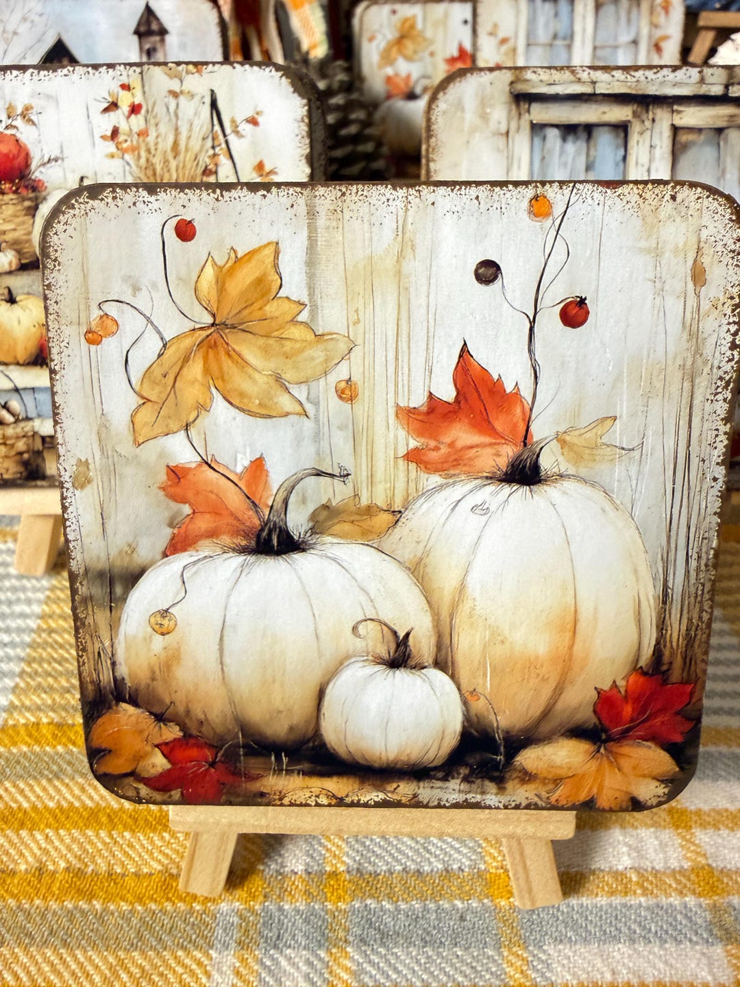 Handcrafted Fall Pumpkin Wood Sign: Rustic Farmhouse Decor (4x4) - Etsy