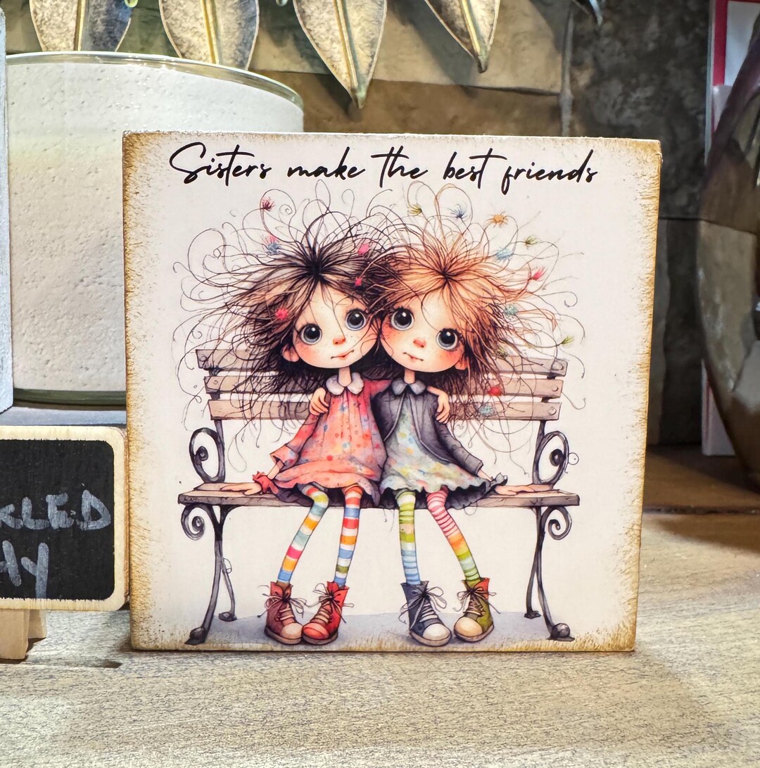 Sisters Wood Block Sign: Boho Fairy Shelf Sitter - Etsy