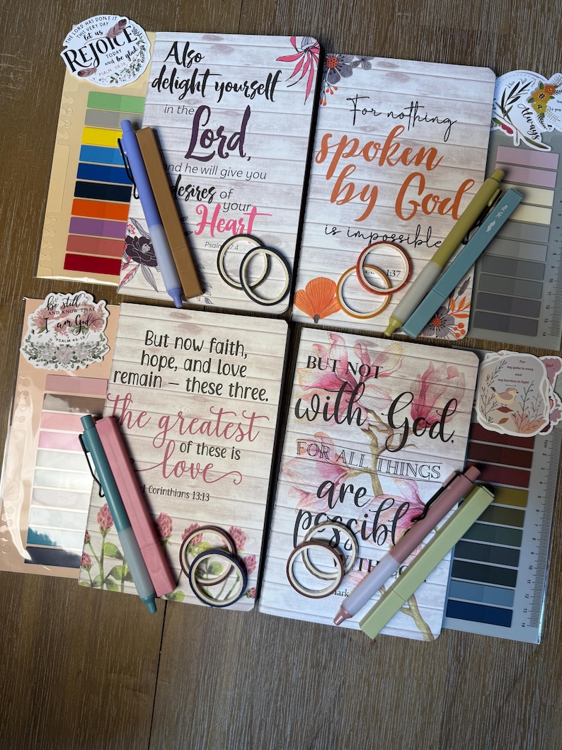 Bible Journaling Kit: Scripture Reflection Notebook, Page Tabs, Pen and ...