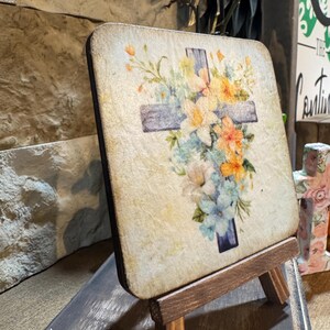Easter Cross Mini Wood Sign With Easel, Easter Mini Art, Easter Wood ...