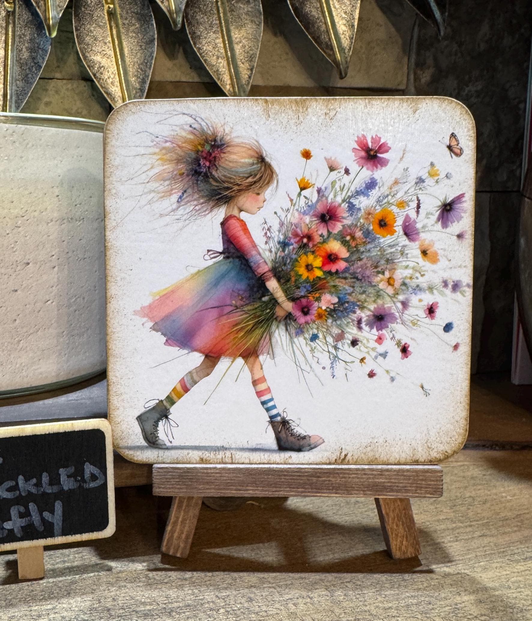 Whimsical Wildflowers Wood Sign: Quirky Colorful Decor (4x4 Mini) - Etsy