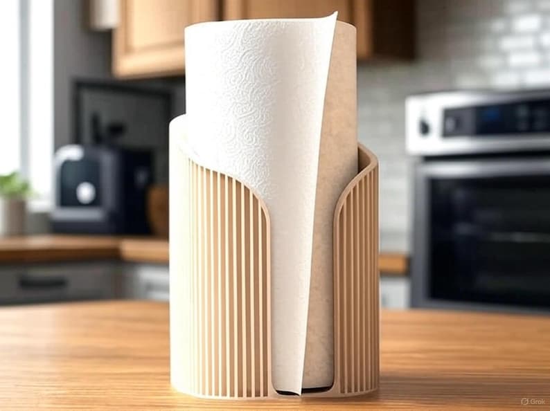 Unique 3D Printed Paper Towel Holder | Ribbed Kitchen Decor | Handmade ...