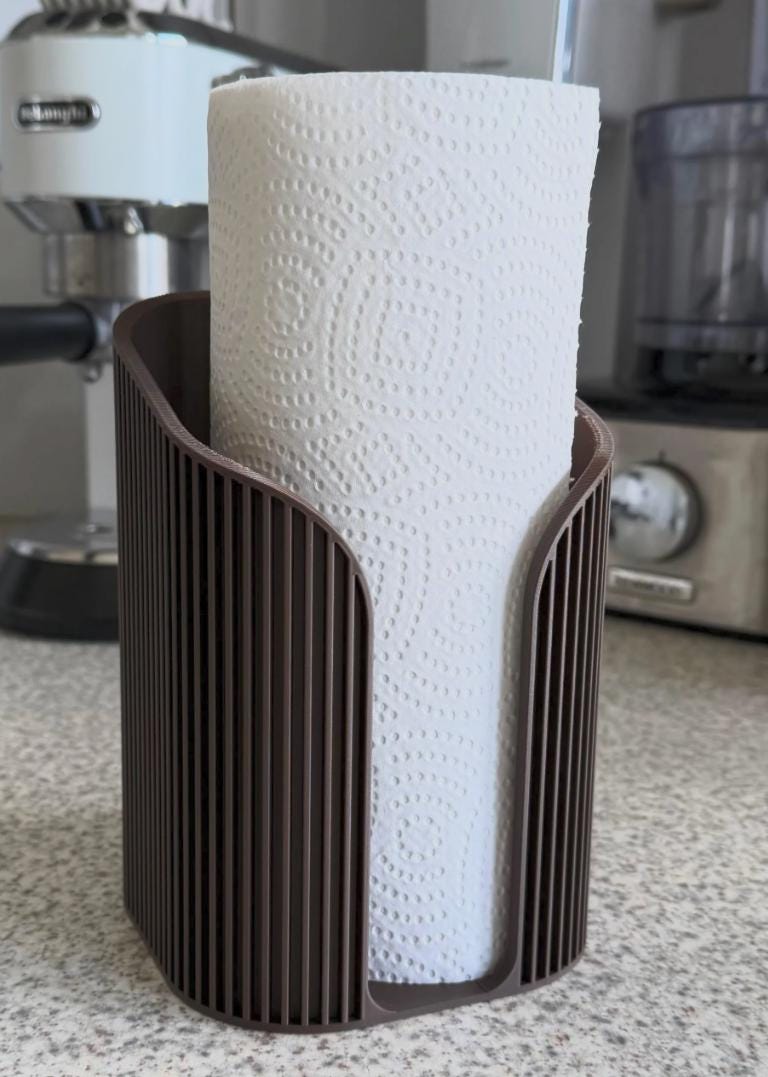 Unique 3D Printed Paper Towel Holder | Ribbed Kitchen Decor | Handmade ...