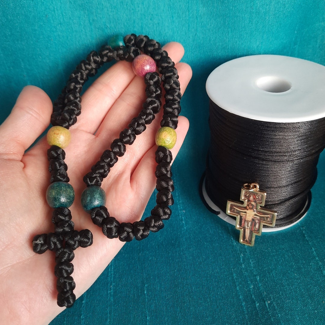 Braided Praying Rope, Solid Rosary, Plaited Wire Cord With Crucifix ...