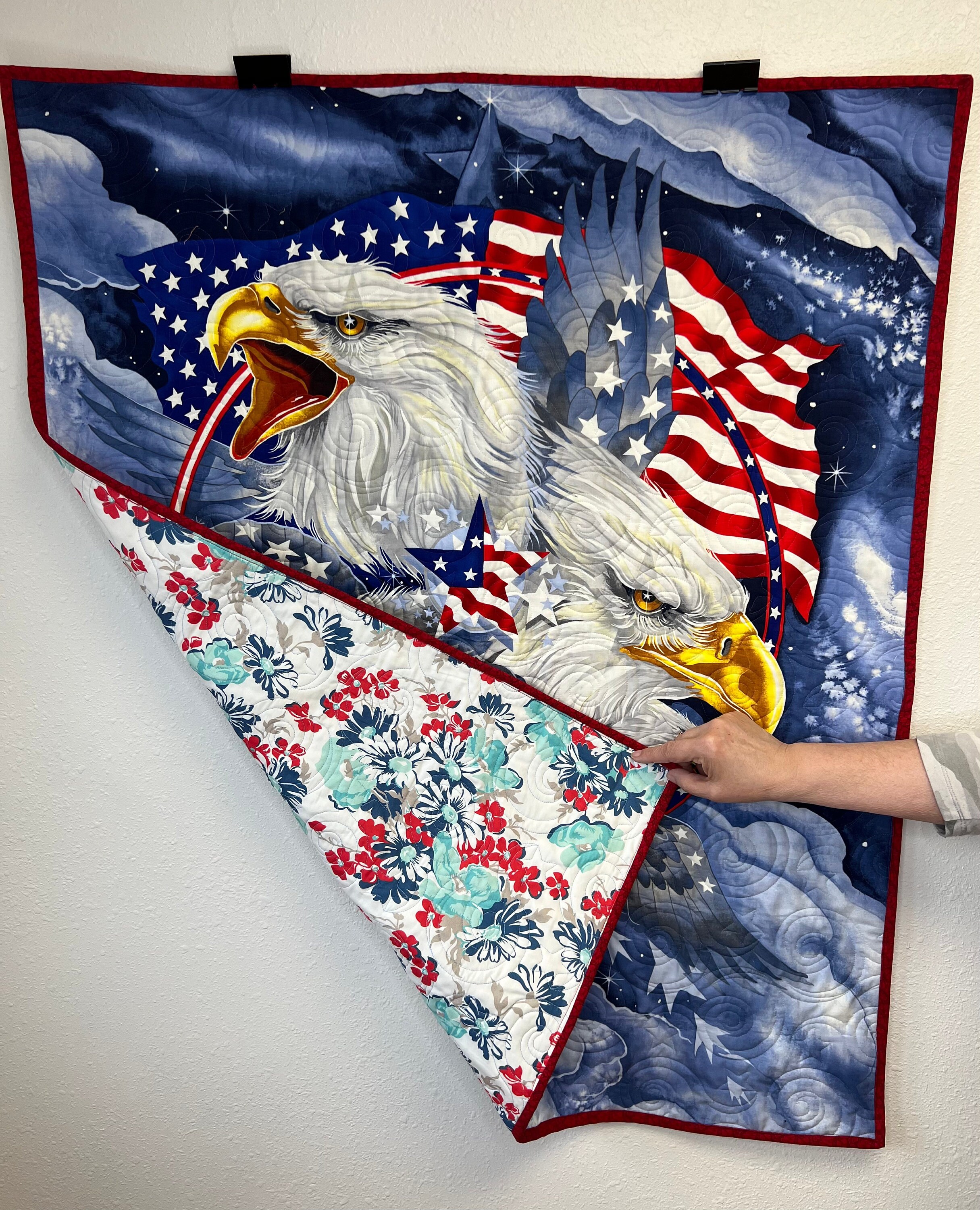 Patriotic American Flag Veteran Eagle Quilted Panel - Etsy