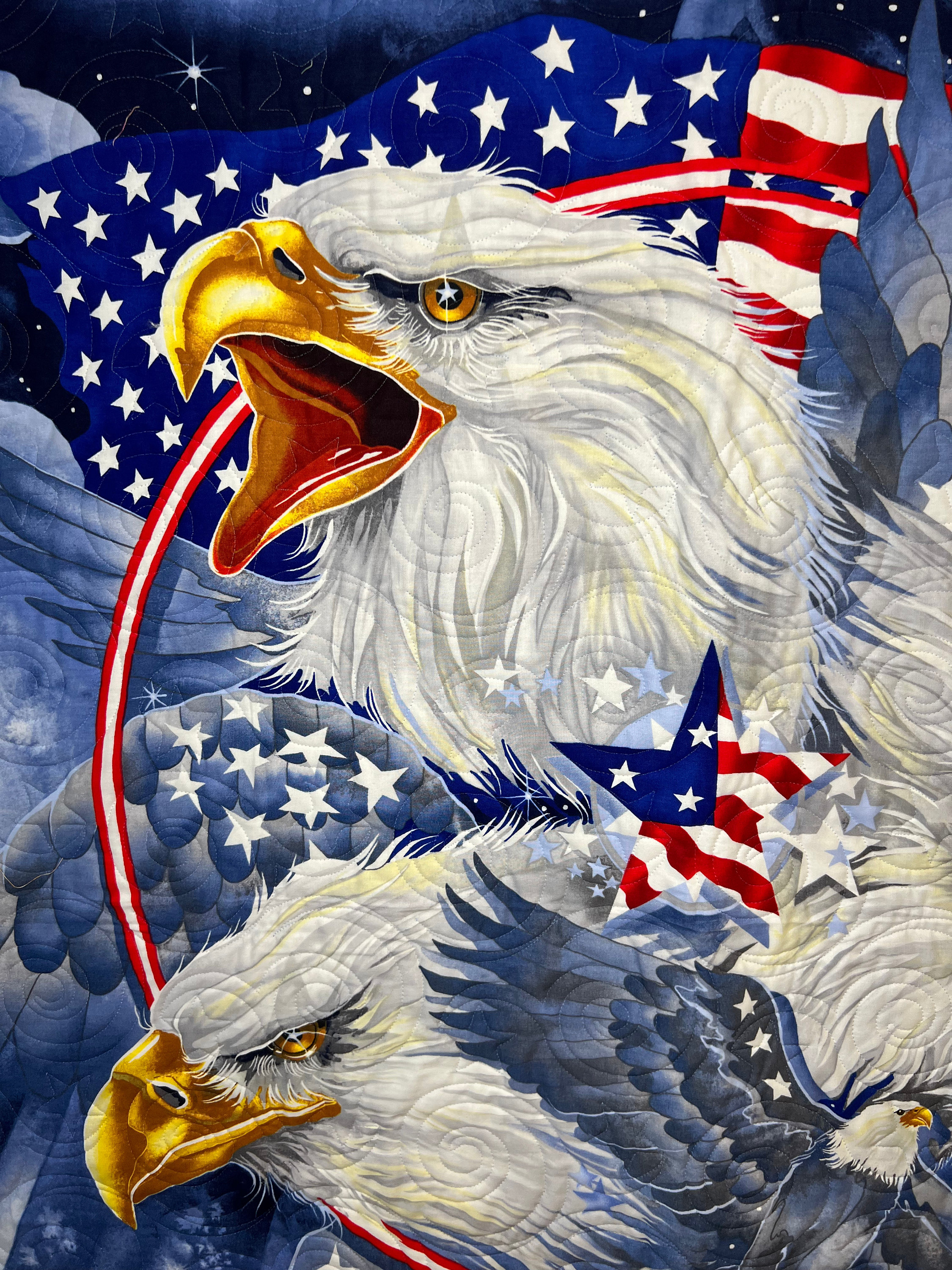 Patriotic American Flag Veteran Eagle Quilted Panel - Etsy