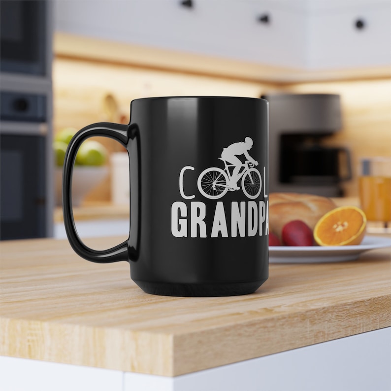 Cool Grandpa Cyclist Black Mug Funny Cycling Gift for Grandpa • Bicycle Lover Coffee Cup • New ...