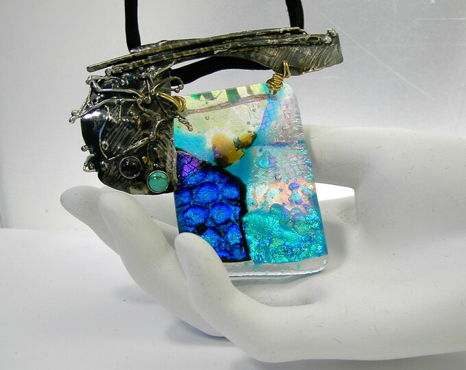 Dichroic Pendant With Removable Pin Brooch in Sterling Married Metals ...