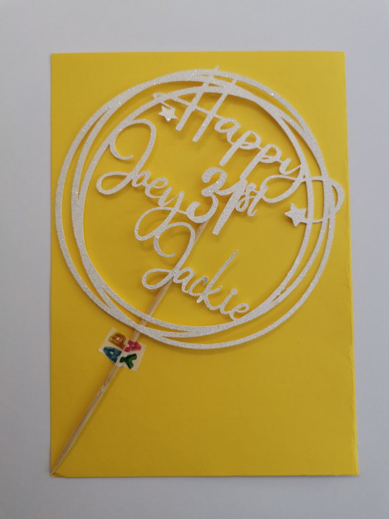 Happy Birthday Glitter cake topper circle cake topper any | Etsy